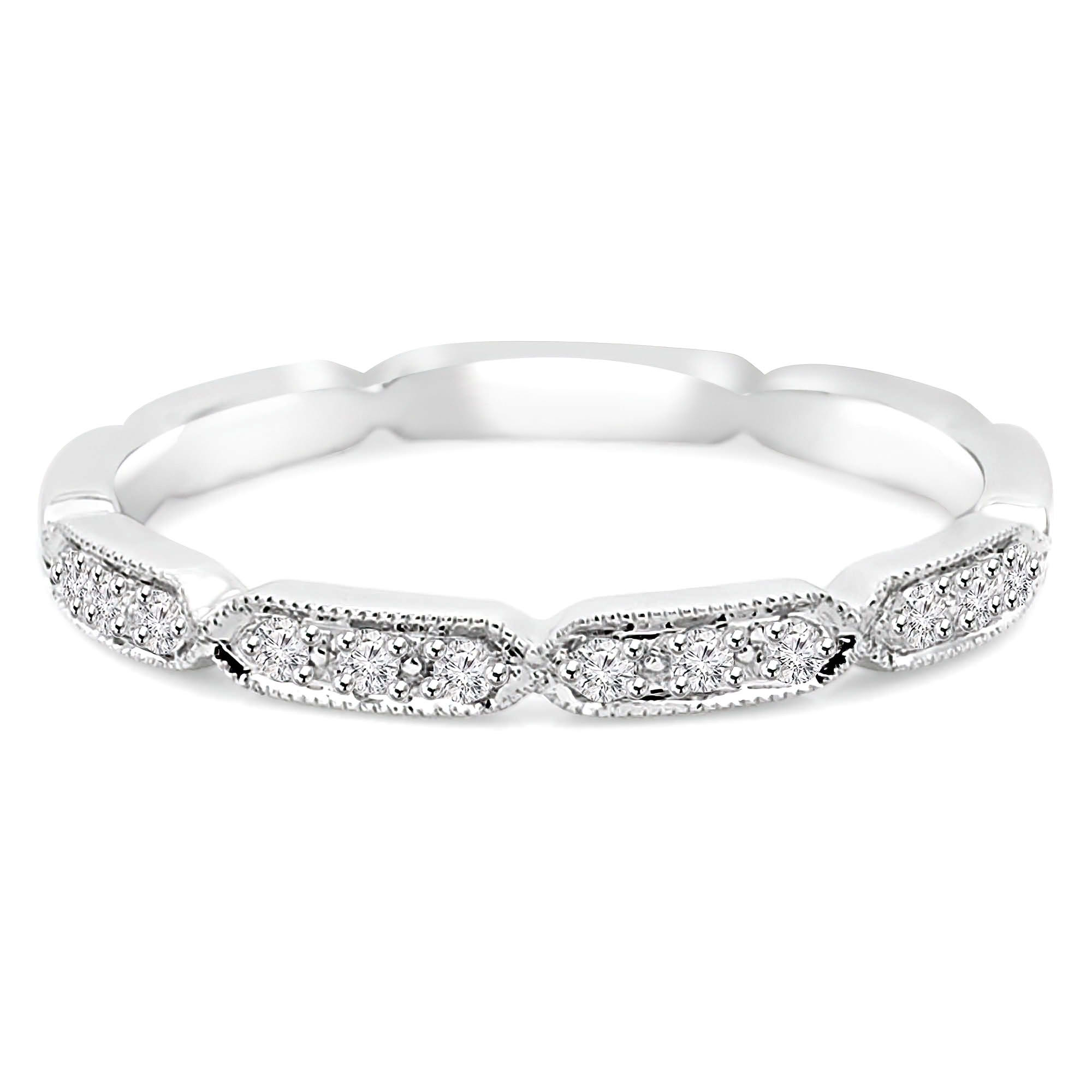 0.1 CT Round VS1 F Diamond Pave Accent Wedding Band 14K White Gold | eBay